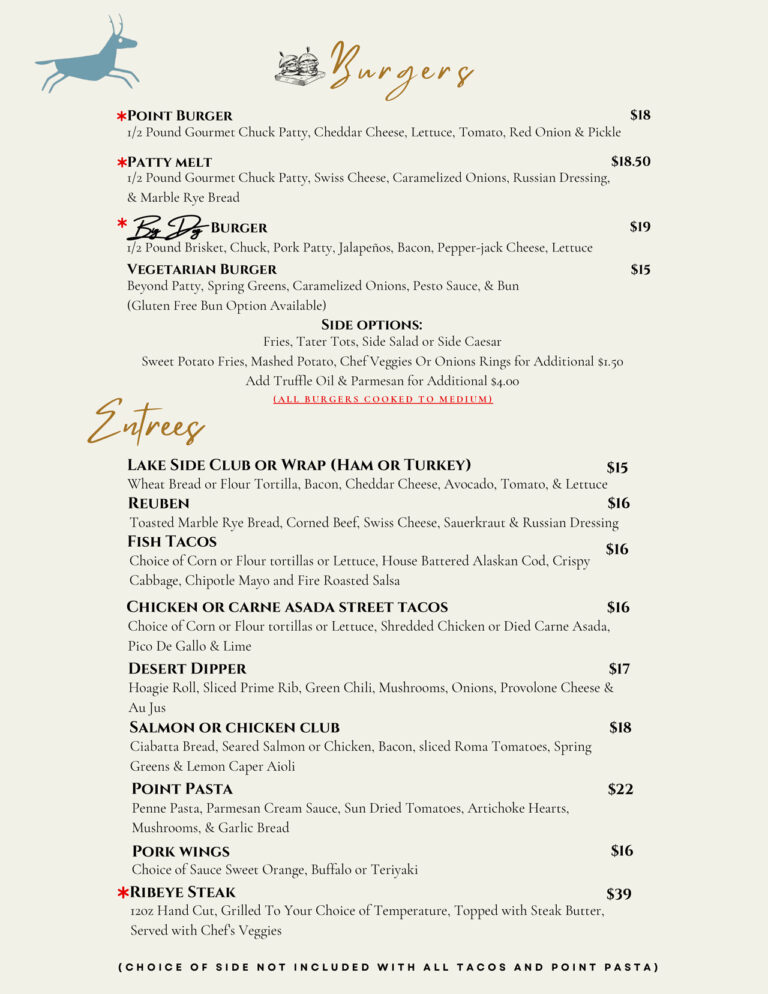restaurant menu | Antelope Point Marina & RV Park